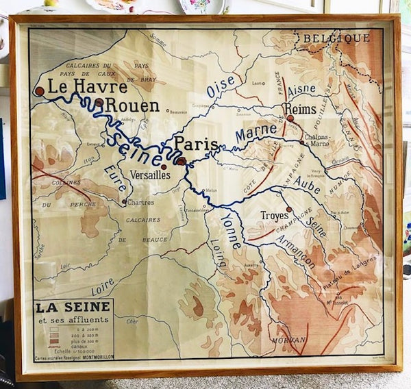 A Large Vintage River Map of La Seine and its Tributaries – Canford & Co